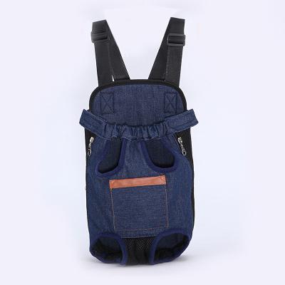 China Fashion Jeans Pet Carrier Pocket Mesh Outdoor Dog Front Bag for sale