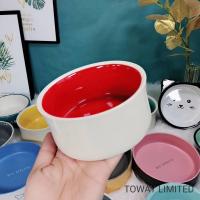 China Cute Printing Dog Ceramic Feeder Pet Cat Feeding Bowls for sale