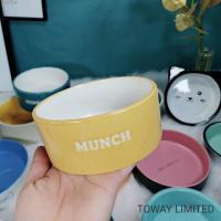 China Cute Printing Dog Ceramic Feeder Pet Cat Feeding Bowls for sale