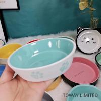 China Cute Printing Dog Ceramic Feeder Pet Cat Feeding Bowls for sale