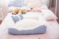 China Cute Design Fleece Bows Pet Pads Cushion Warm Dog Beds for sale