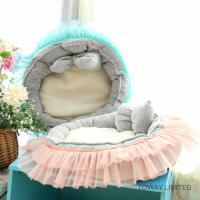 China Coral Velvet Dog Soft Pads Pet Lace Princess Cute Bed for sale