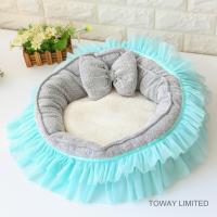China Coral Velvet Dog Soft Pads Pet Lace Princess Cute Bed for sale