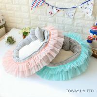 China Coral Velvet Dog Soft Pads Pet Lace Princess Cute Bed for sale