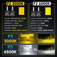 China F2 75W 7500 Lumens 6500k Cool White H3 H7 H11 LED Headlights Bulbs for sale