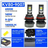 China KV80 140W 14000 Lumens 6500K Cool White  9004 9007 H4 H13 Headlight Bulbs for sale