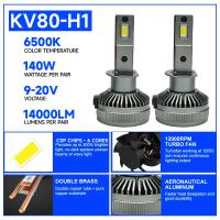 China KV80 140W 14000 Lumens 6500K Cool White  H1 H7 H11 Headlights Bulbs for sale