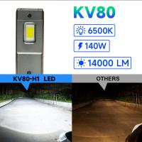 China KV80 140W 14000 Lumens 6500K Cool White  H1 H7 H11 Headlights Bulbs for sale