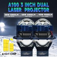 China A100 Lens LED Laser / Hi / Lo Beam 90W 9000 Lumens 3 Inch Dual Laser Projector for sale