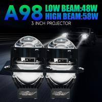 China A98 High Low Beam 58W 5800 Lumens 6000k DC9-16V 3 inch Projector for sale