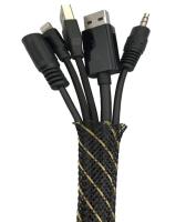 China Black Yellow PET Expandable Braided Sleeving Abrasion Resistant -50°C to 150°C UL VW-1 for sale