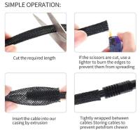 China Black Yellow PET Expandable Braided Sleeving Abrasion Resistant -50°C to 150°C UL VW-1 for sale