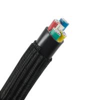 China Black Self Closing Wrap PET Braided Sleeve Split Wrap Braided Wire Cable Sleeve for sale