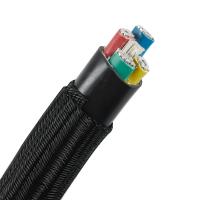 China Black Self Closing Wrap PET Braided Sleeve Split Wrap Braided Wire Cable Sleeve for sale