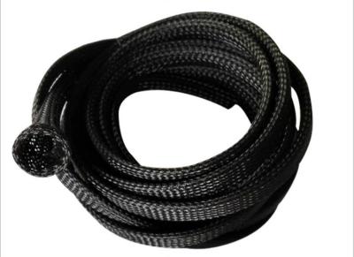 China 6mm PET Expandable Braided Sleeve Black Flame Retardant Cable Protection -50°C to 150°C for sale