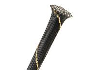 China 23mm Black PET Expandable Braided Cable Sleeving 1.5x Expansion Flame Retardant for Wire Management for sale