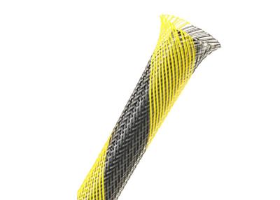 China 30ft Black Flexo PET Expandable Braided Sleeving 1/4in 6mm Fireproof Cable Wrap for sale