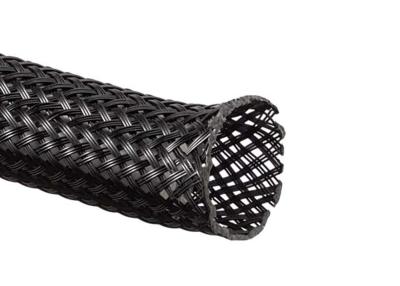 China Black Braided Nylon Sleeve 1-100mm Diameter Expandable Cable Protector PA6.6 Material VW-1 Rated for sale