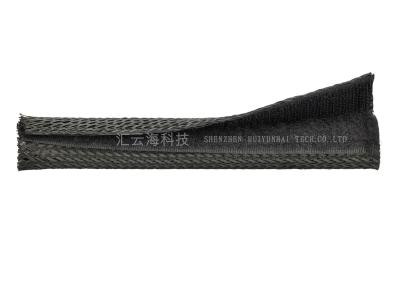 China Black Self-Closing Velcro Braided Cable Wrap - PET Material, ≥10mm Diameter, -50°C to 150°C Temperature Range for sale