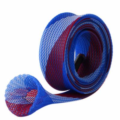 China Colored Expandable Braided Fishing Rod Protective Sleeves 30mm PET Material -40°C to 125°C Temperature Range for sale