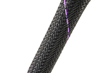China Flame Proof PET Braided Sleeving 20mm Width, UL VW-1 Certified Cable Management Sleeve -50°C to 150°C for sale