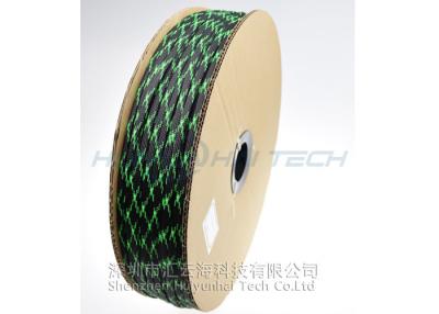 China PET Abrasion Resistant Braided Sleeving 20mm Flat Width with 150% Expandability for Cable Protection for sale