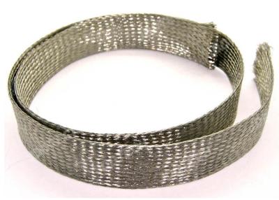 China EMI Shielding Tinned Copper Braided Sleeving Silver Abrasion Resistant for sale