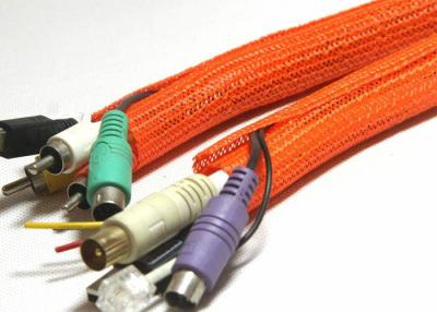 China Self Wrapping Split Braided Sleeving 6mm PET Auto Wire Harness Cover UL94 V0 for sale