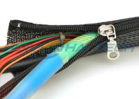 China High Flame Retardant Zipper Cable Sleeve - VW-1 Rated PET Braided Wrap for Wire Harness Protection (-50°C to 150°C) for sale
