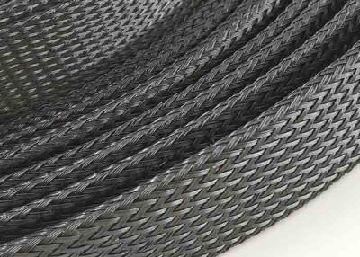 China Customized PET Expandable Braided Sleeving 0.25mm Black Flexible Cable Sleeve 150% Expansion for sale