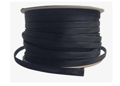 China PET Expandable Braided Sleeving 2mm-65mm Fireproof Cable Management Black for sale