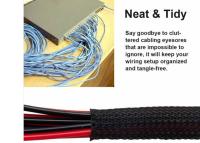 China 40mm Black PET Expandable Braided Sleeving Cable Management Protection 150% Expansion for sale