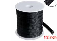 China Black Expandable Braided Electrical Wire Wrap PET Sleeving For Cable Harness for sale