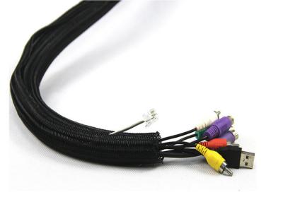 China Self Wrapping Split Braided Sleeving Polyester PET Cable Protection 6mm to 50mm for sale