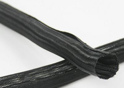 China Cable Harness Self Wrapping Split Braided Sleeving 5mm Side Entry Acid Resistant for sale