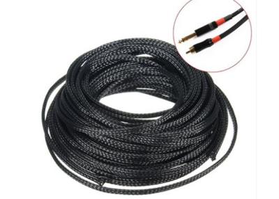 China Black PET Expandable Braided Cable Sleeve 0.25mm Wire Protection Tube Custom Size for sale
