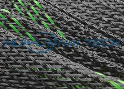 China 23mm Black PET Braided Expandable Sleeving for Cable Management - 72 Carriers, 0.25mm Strands, -40°C to 125°C Operating Range for sale