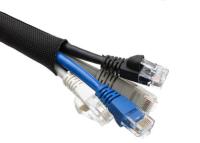 China Black PET Expandable Braided Sleeving 150% Expansion Wear Resistant for Data Signal Line Protection for sale