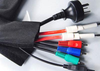 China Black Velcro Cable Sleeve PET Material Flame Retardant Flexible Cable Wrap for Industrial Applications for sale