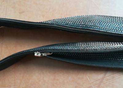 China Black Zipper Cable Sleeve Braided Wrap PET Expandable Cable Tidy 230C for sale