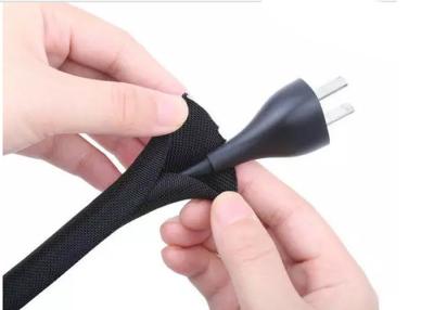 China Self Wrapping Split Braided Wire Loom Polyester Wrap Around Cable Sleeve 5mm to 70mm for sale