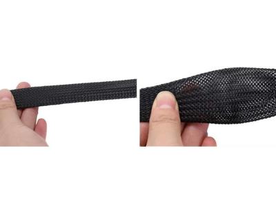 China Flexible Flame Resistant Black Color Electrical Braided Sleeving For Cable Harness for sale