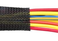 China PET Flat Yarn Braided Wire Sleeving - 250°C Melt Temperature, 0.25mm Thickness, Abrasion Resistant Cable Cover for sale