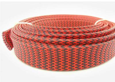 China Red Black PET Braided Heat Resistant Wire Sleeve 1mm to 150mm Expandable Cable Management for sale