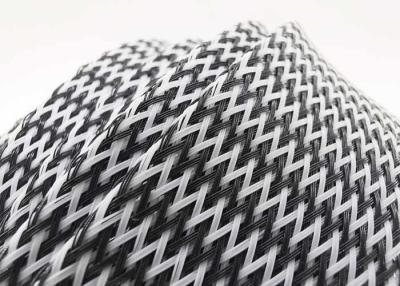 China Black White PET Braided Expandable Sleeving 3.0mm 80.0mm for Wiring Harness Cable Protection for sale