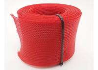 China Red PET Braided Wire Sleeve Single Layer Flat Tape with Velcro Zipper 1mm-150mm for sale