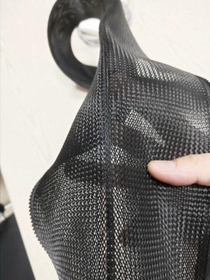 China Black PET Flat Zipper Braided Sleeving 20mm-200mm for Wiring Harness Cable Management for sale