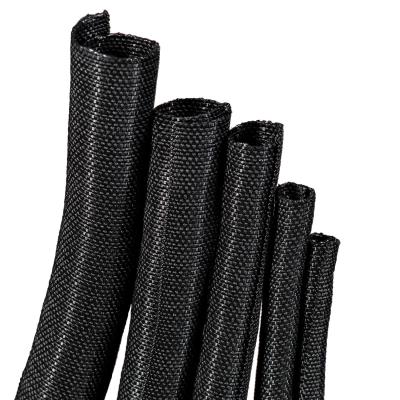 China Dustproof Self Wrapping Split Braided Sleeving for Cable Harness 6mm to 50mm ID for sale