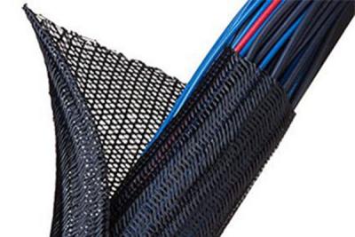 China 8mm 9mm PET Self Wrap Braided Sleeving Halogen Free Flame Retardant 6mm ID for sale