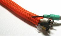 China Orange PET Self Wrapping Split Braided Sleeving For Wire Harnesses Protection for sale